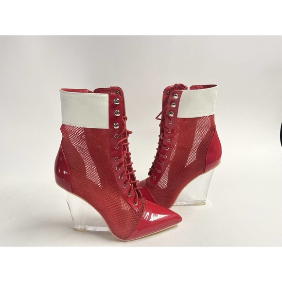 cardi | Shoes | Cardi Mesh Bootie In Red White Clear Look A Like As Is ...